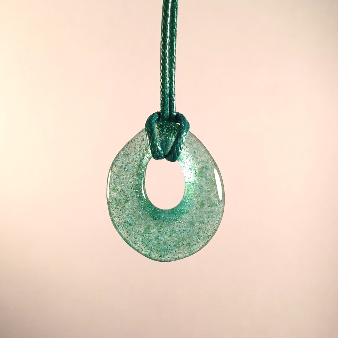 Fused Glass Jewelry Pendant, Small Teardrop, Aqua Green ...
