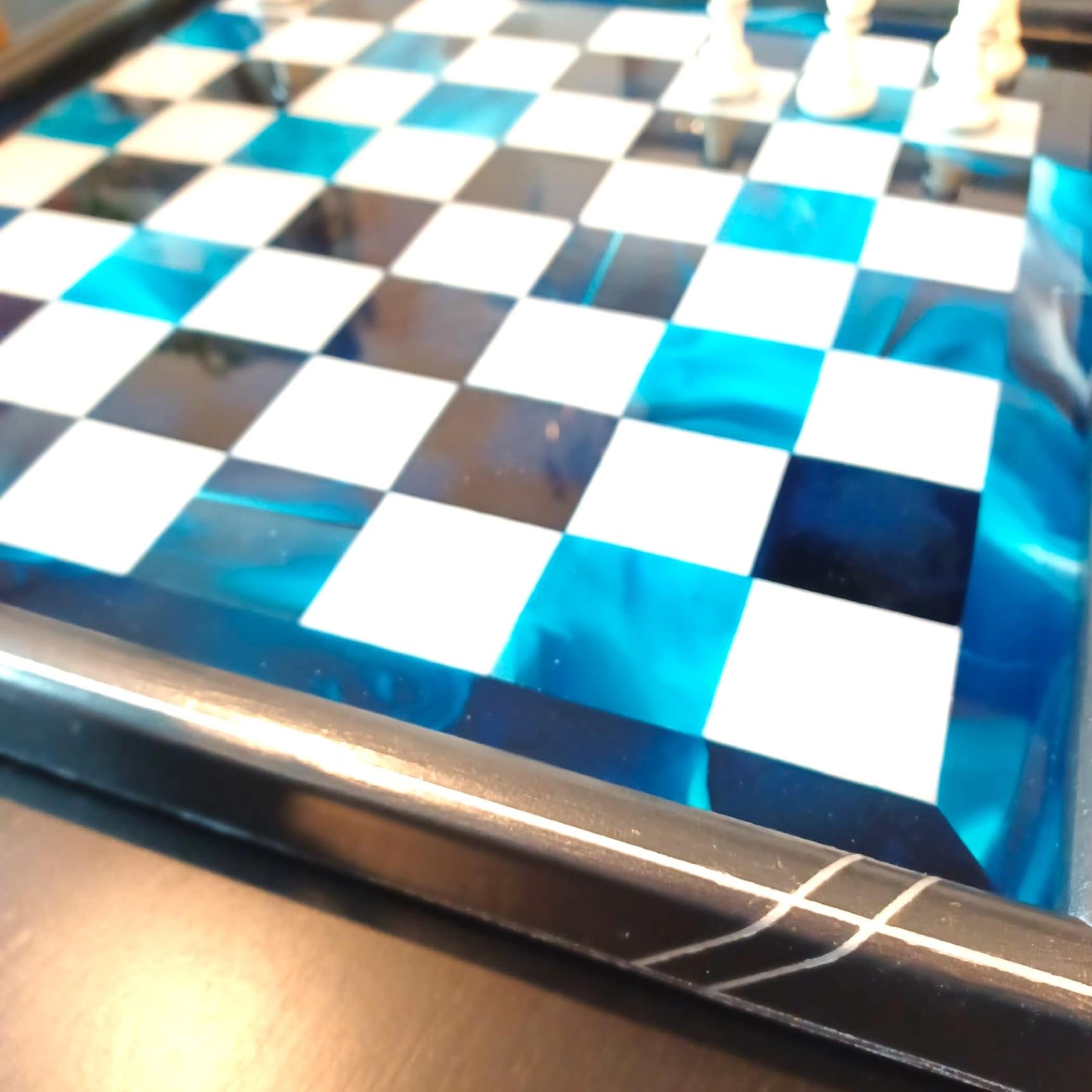 Chess Set, Fused Stained Glass, Framed on Lightbox With L.E.D Lights ...