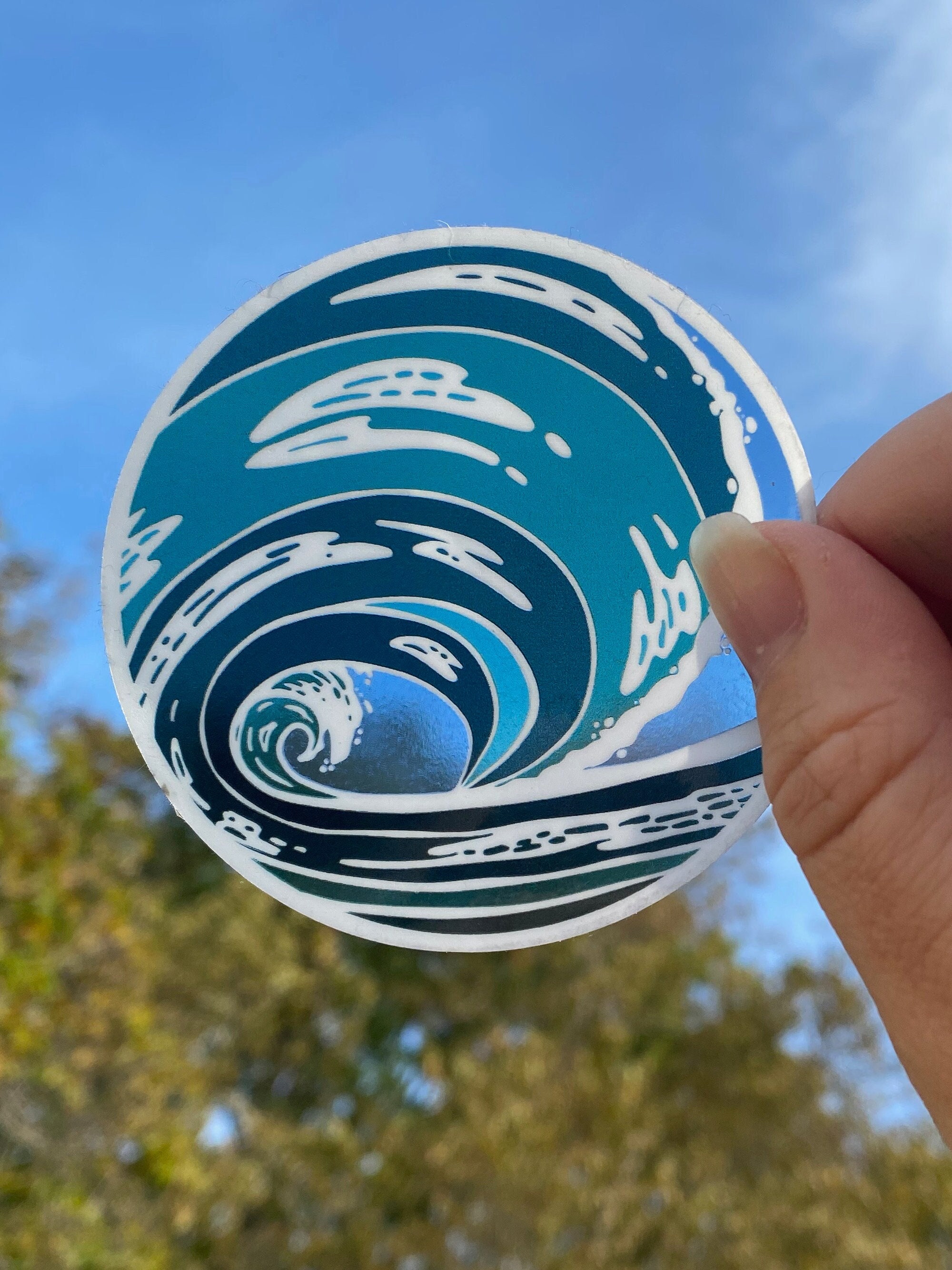 Ocean Wave Clear Sticker Weatherproof Vinyl Sticker | Etsy