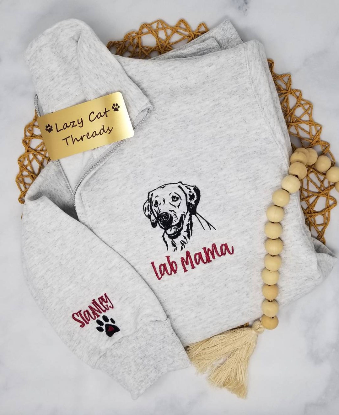 Labrador Embroidered Sweatshirt, Custom Lab Mama Gift, Dog Portrait ...