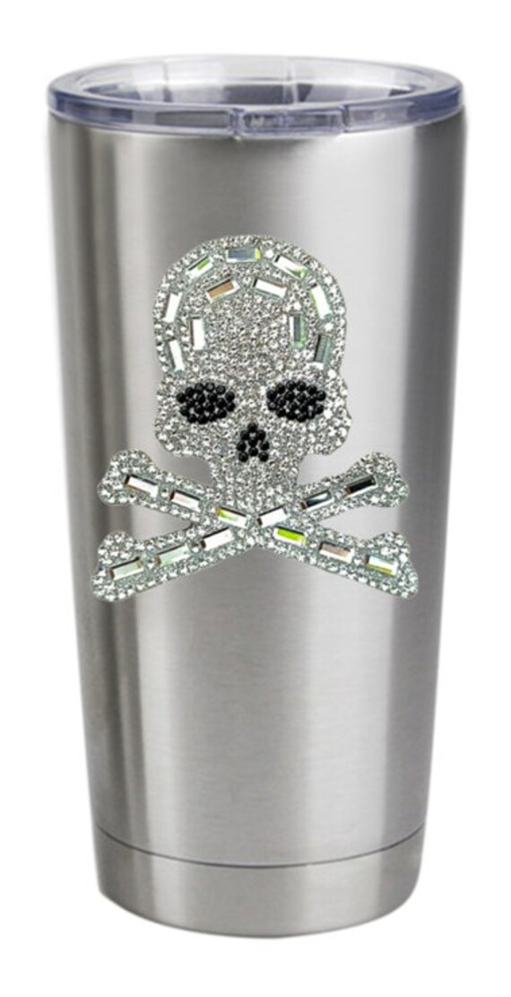 Set of 2 Rhinestone Skull and Bones Decals - Etsy