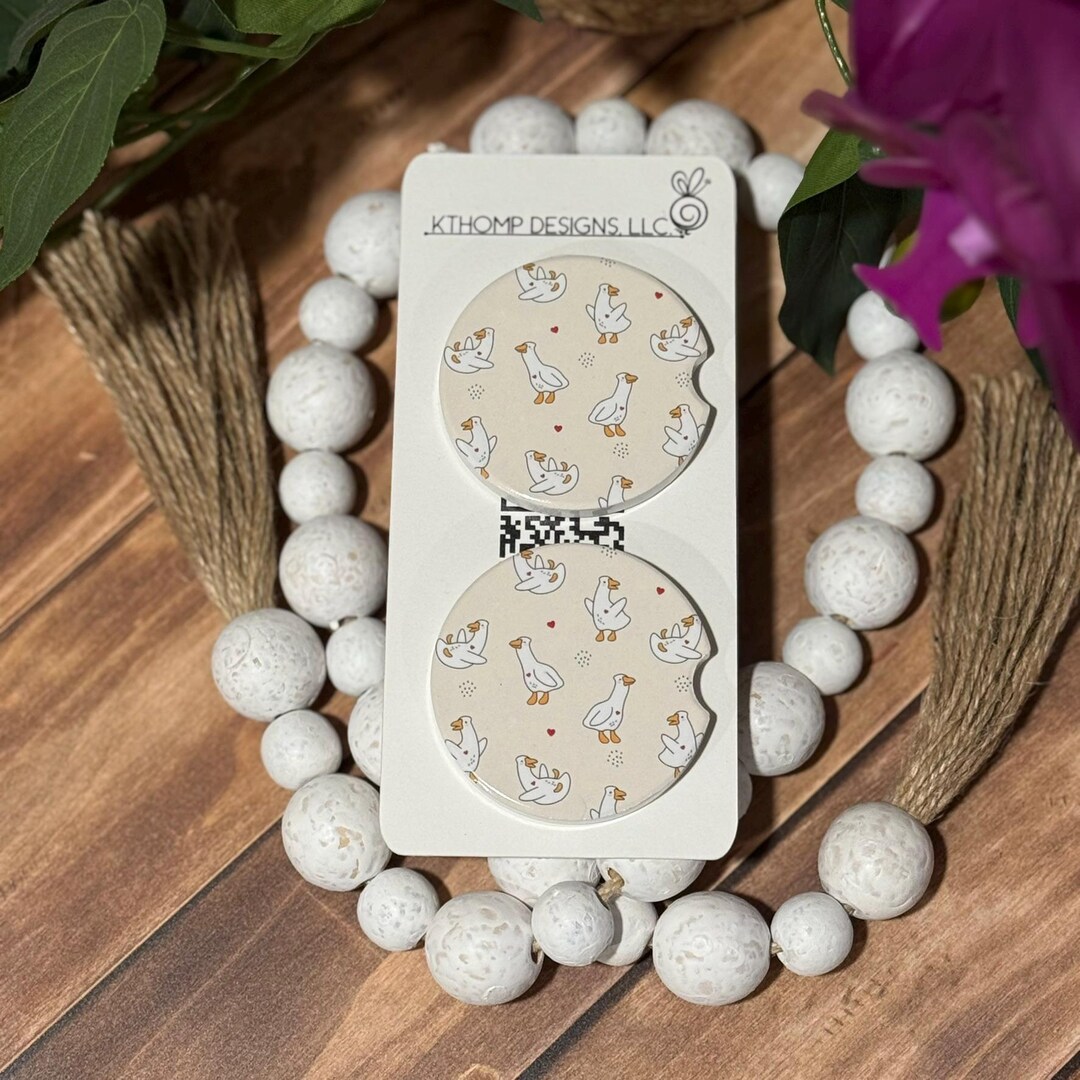 Silly Goose Custom Ceramic Car Coasters – 2 Pack With Cork Backing, UV ...