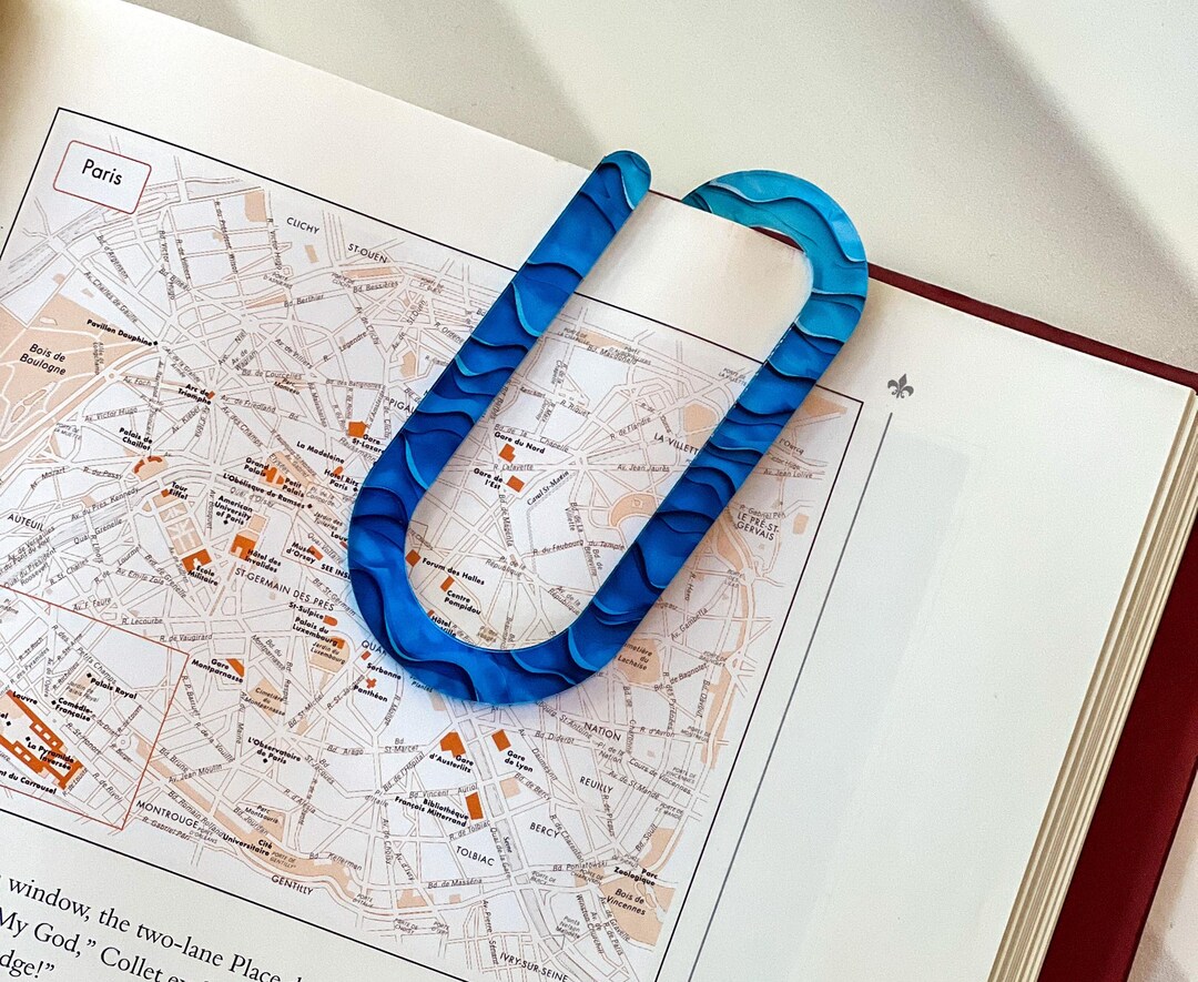 Paperclip Bookmark Ocean Waves Custom UV Printed Acrylic, Planner Clip ...