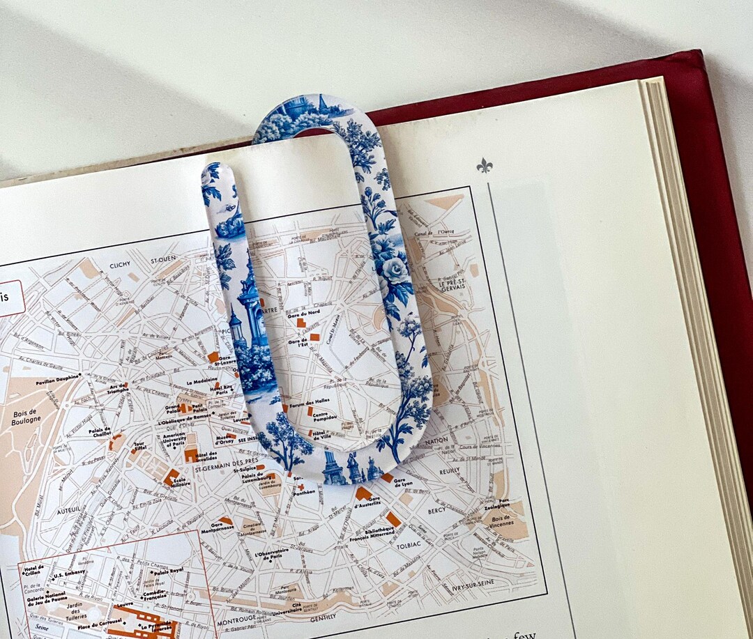 French Toile Paperclip Bookmark: UV Printed Acrylic Planner Clip - Etsy