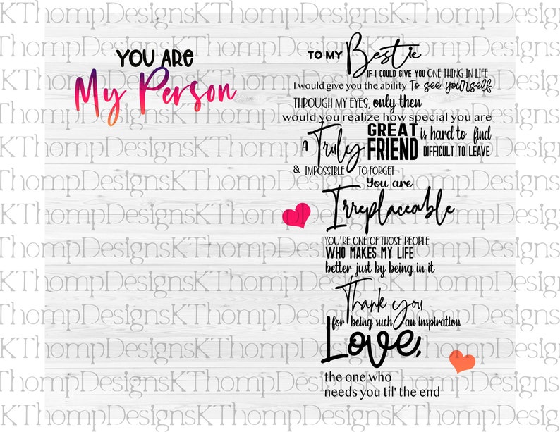 You Are My Person Irreplaceable Add Your Own Photo 20oz | Etsy