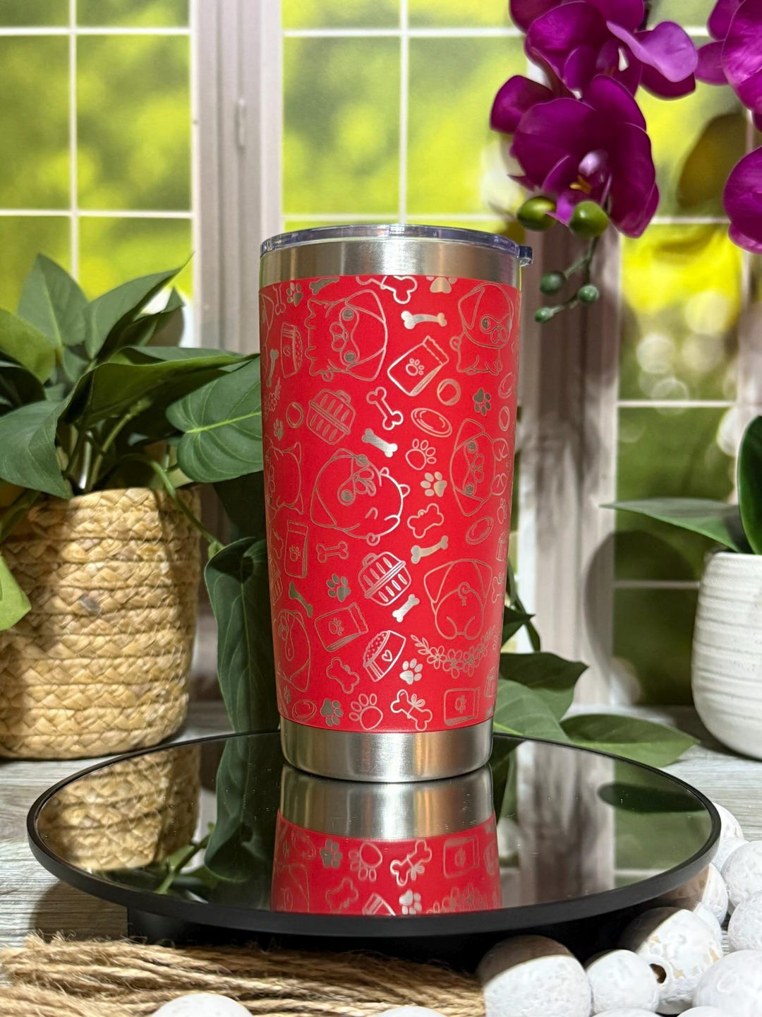 Pugs Chinese Pug Mom Cute Pug Doodles Laser Engraved 20oz / 30oz ...