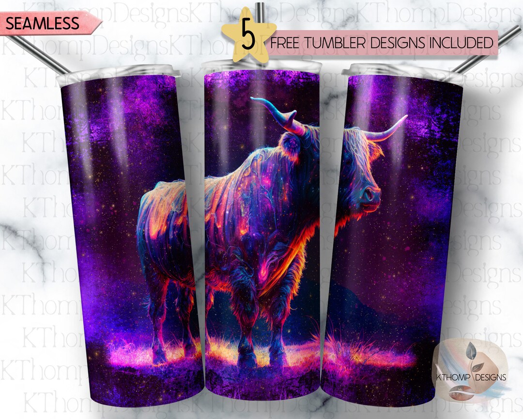 Mystical Cow 20oz Skinny Sublimation Tumbler Wrap, Instant Download ...