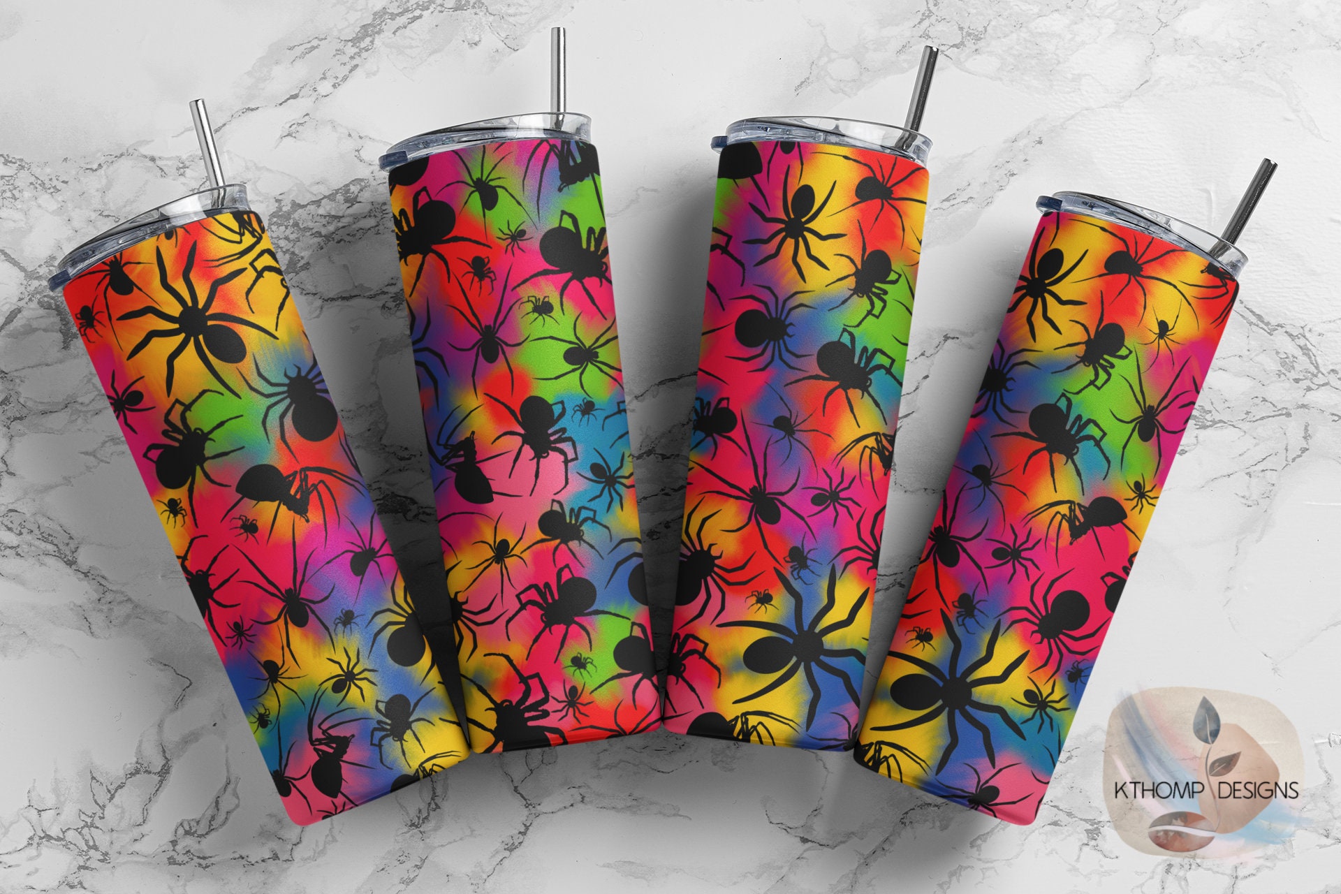 Neon Spiders Design Halloween Tumbler Colorful Spiders 20oz - Etsy