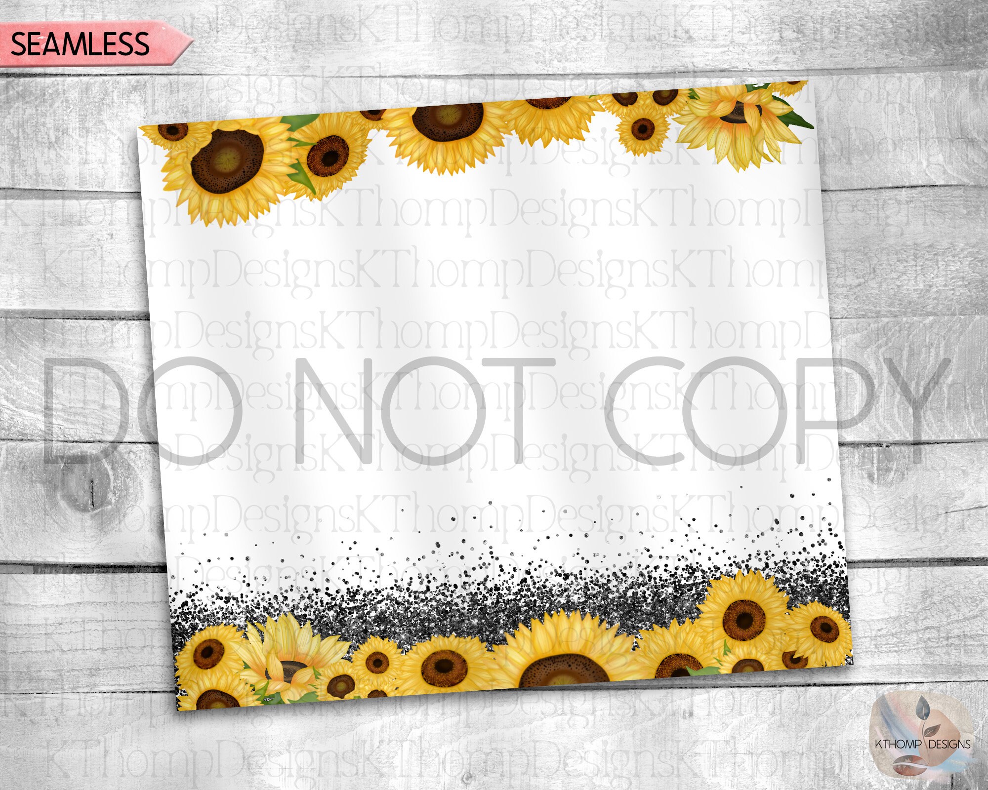Sunflowers and Black Glitter Background Design 20oz Skinny - Etsy