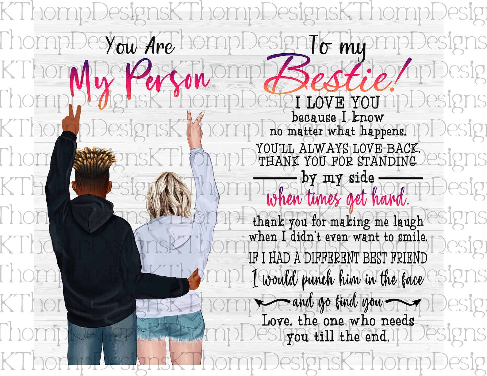 You Are My Person to My Bestie Male / Female Design 20oz - Etsy