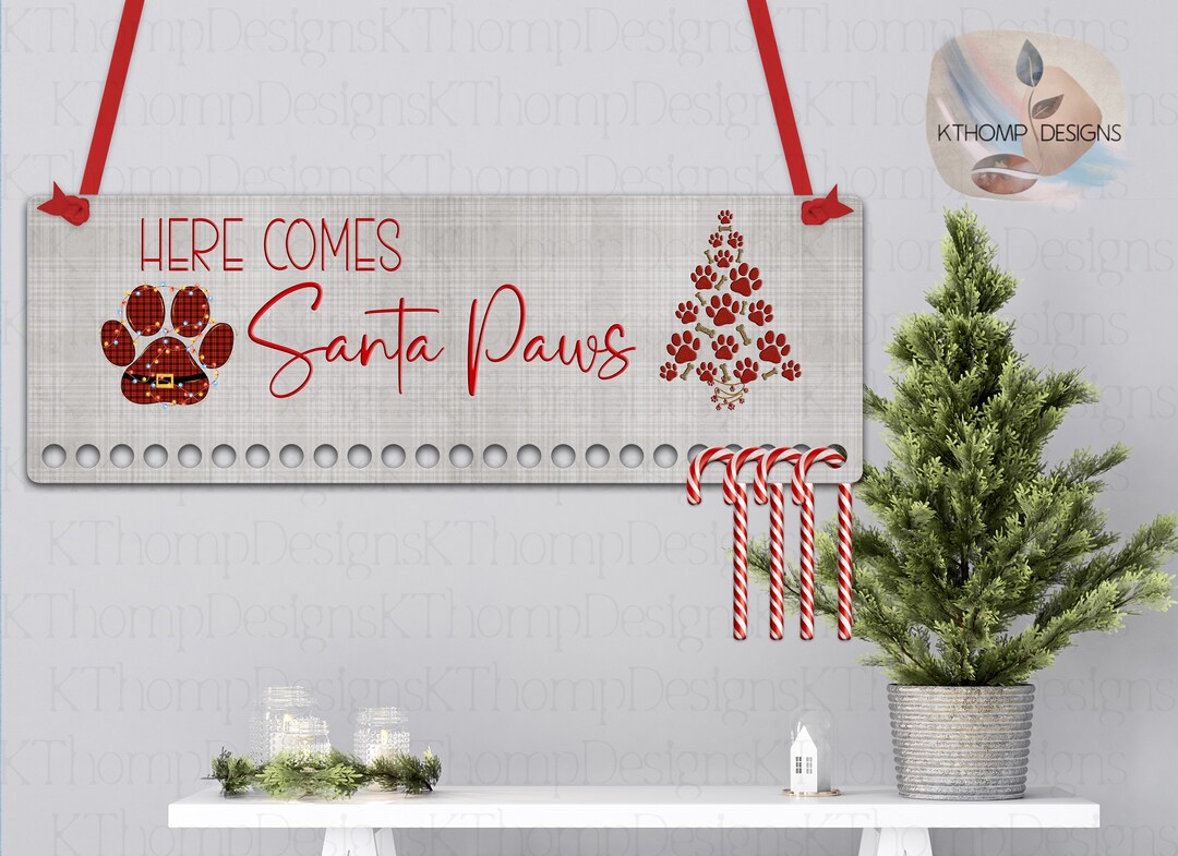 Here Comes Santa Paws Pet Christmas Countdown Board Design - Etsy