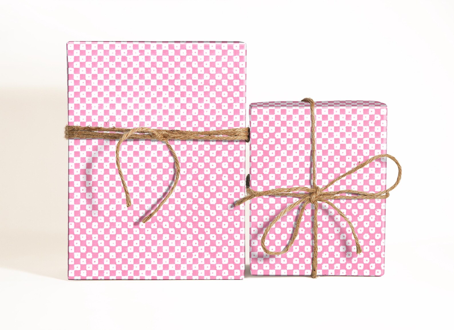 Vintage Pink Checkerboard Pattern Wrapping Paper, Vintage Christmas ...