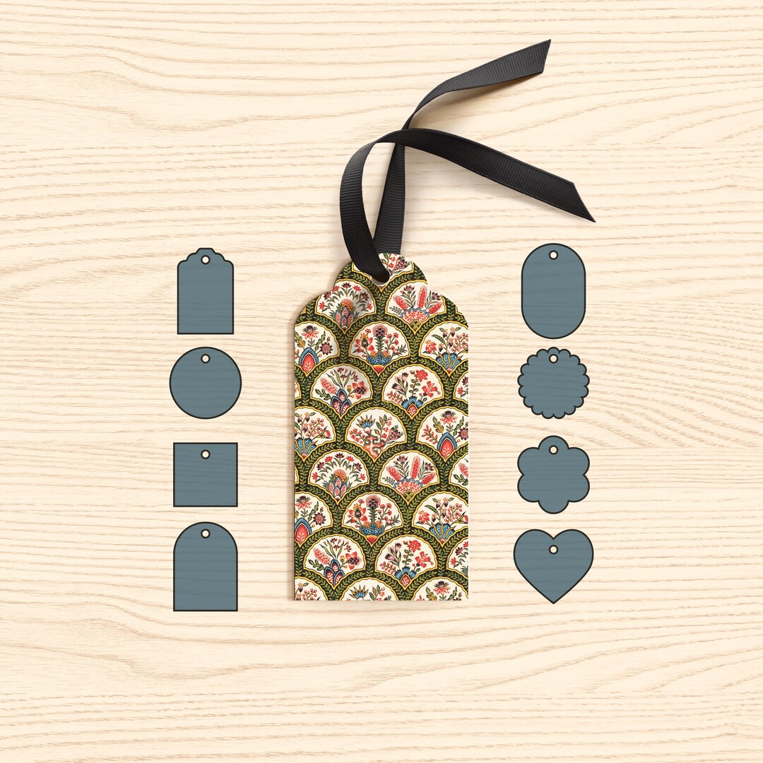 French Pattern Gift Tags, 10 Pack, French Pattern, Vintage Holiday Hang ...