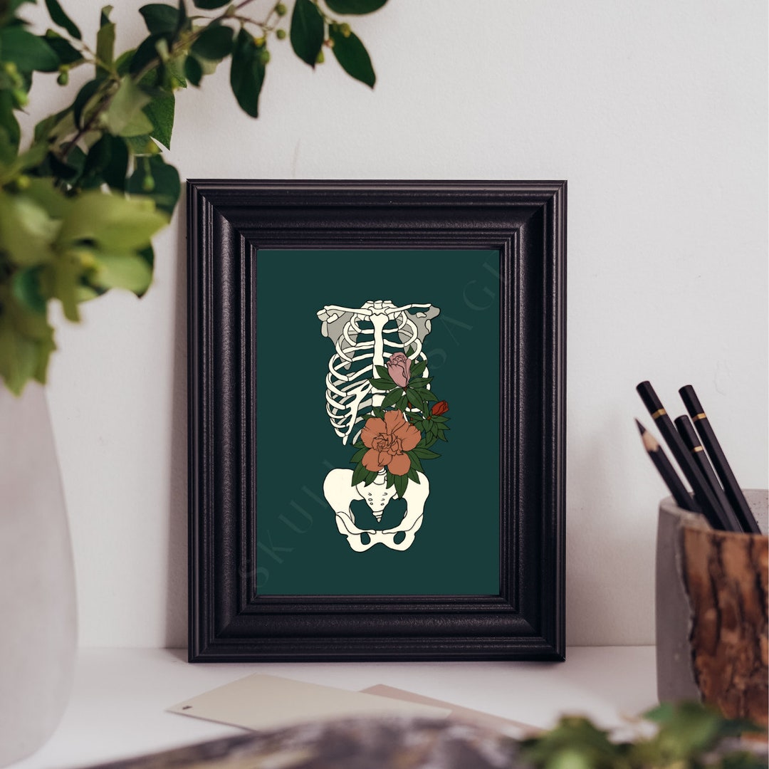 Floral Torso Skeleton Vulture Culture Downloadable Digital Print - Etsy