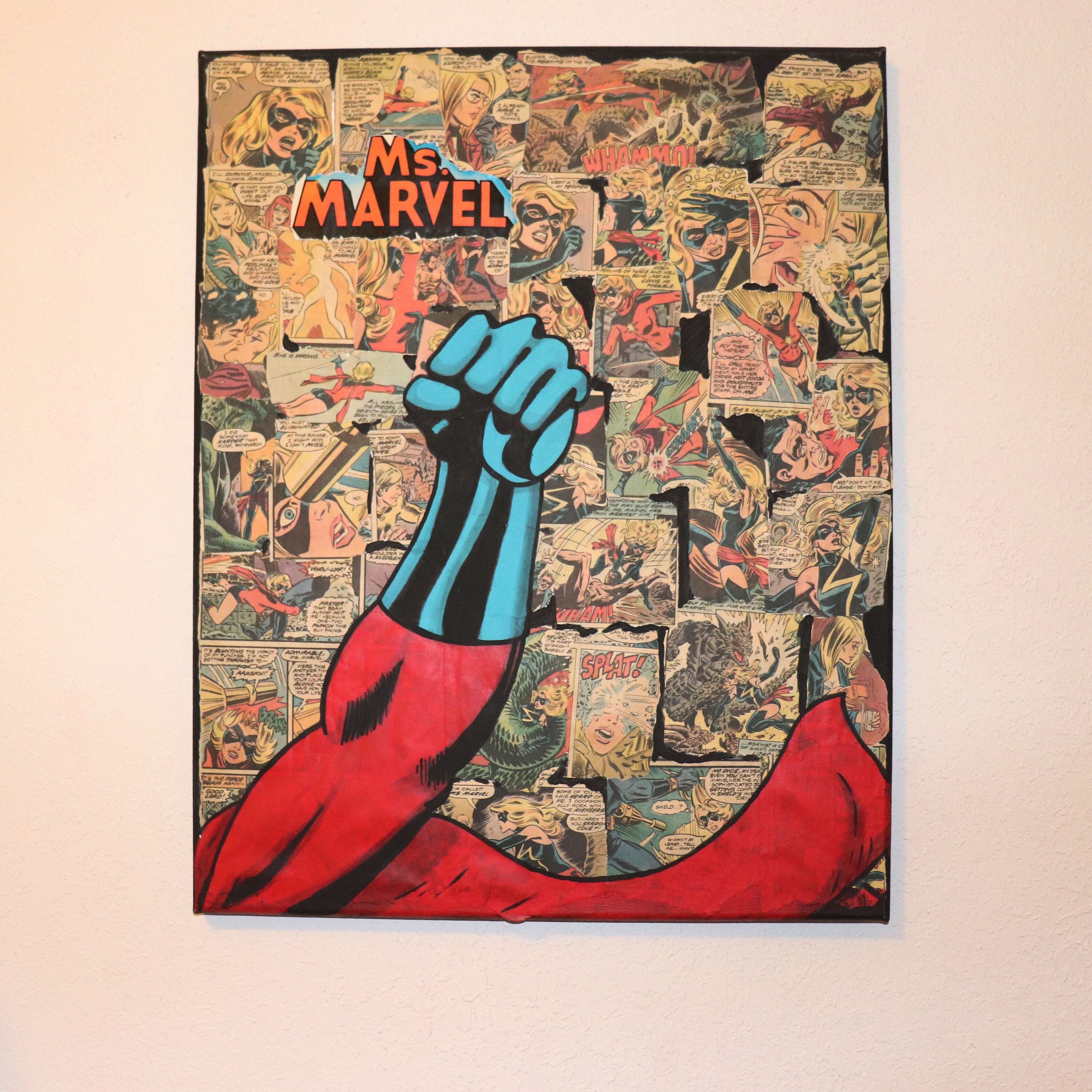 Marvel Ms. Marvel Fine Art Hand painted acrylic on real comic | Etsy