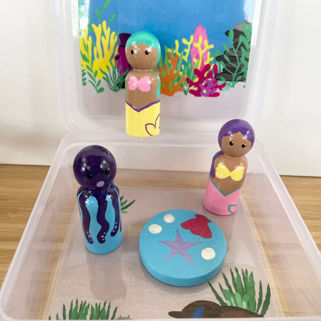 Mermaid Peg Dolls BIG Box Play Set - Etsy