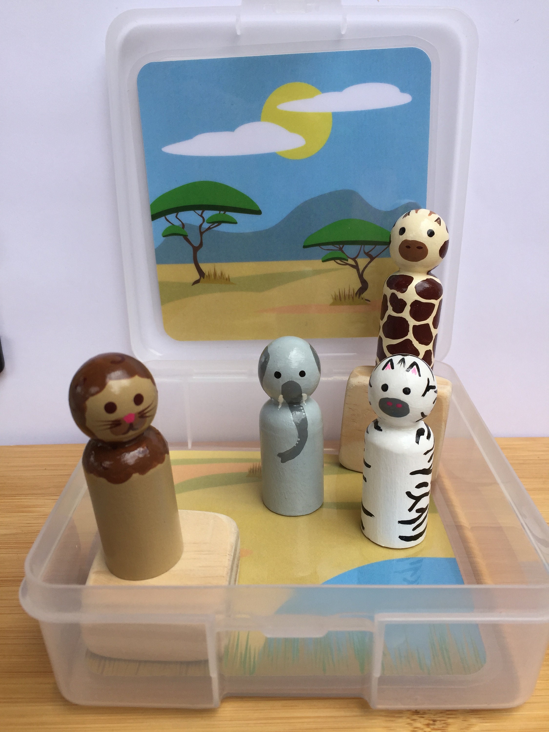 African Safari BIG Box Quiet Toy Peg Dolls Play Set | Etsy