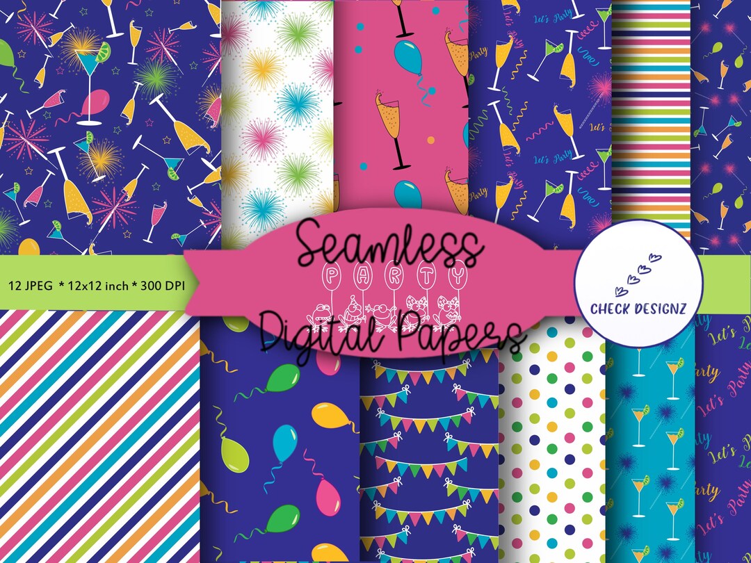 Digital Papers - Digital Download - Party - Seamless Pattern ...