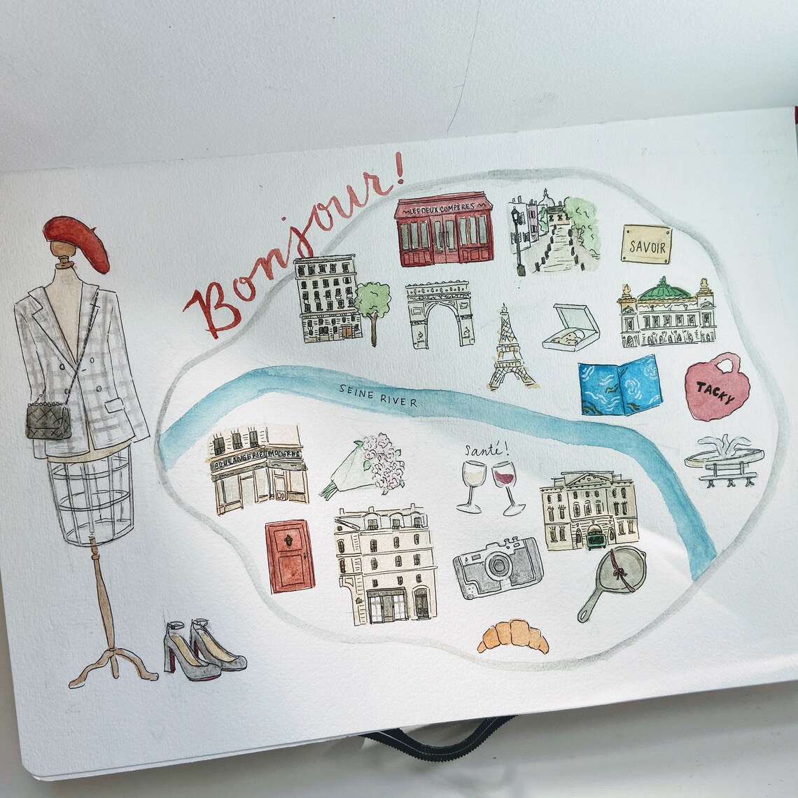 Maps: Custom Illustrated Watercolor Map // Hand Painted Map, Hand Drawn ...