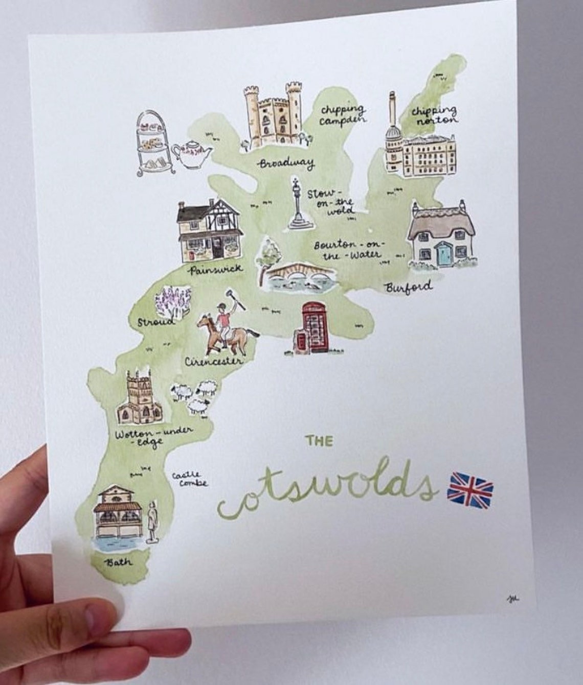 Maps: Custom Illustrated Watercolor Map // Hand Painted Map, Hand Drawn ...
