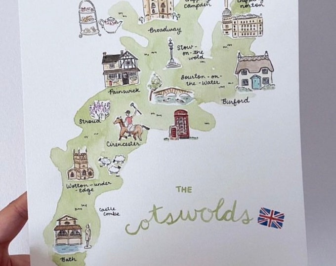 Maps: Custom Illustrated Watercolor Map // Hand Painted Map, Hand Drawn ...