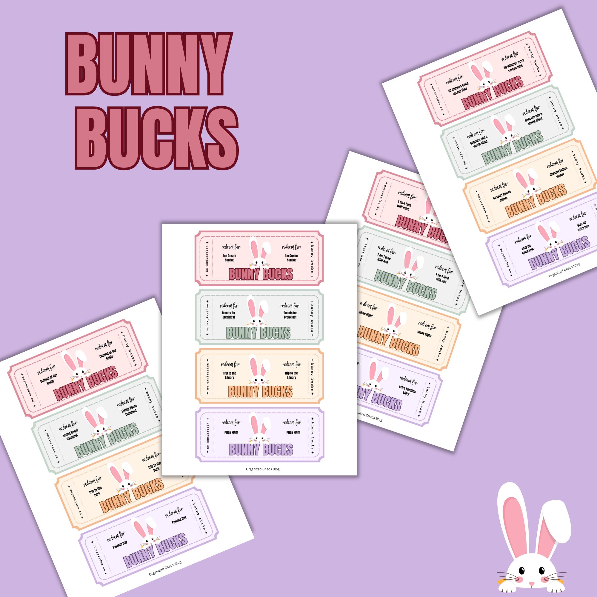 Bunny Bucks | Easter Bunny Coupons | Easter Basket Ideas for Kids ...