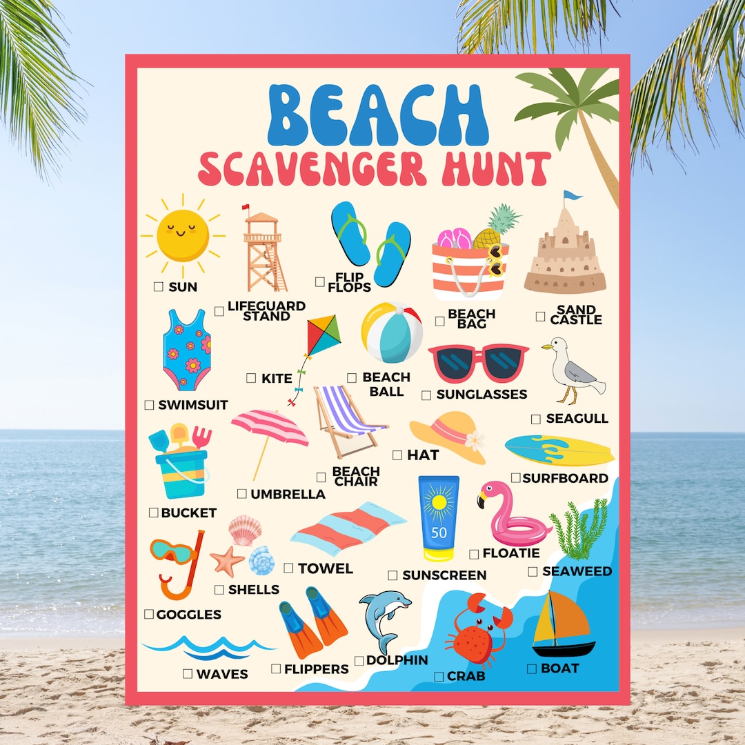 Beach Day Scavenger Hunt | Beach Scavenger Hunt | Summer Scavenger Hunt ...