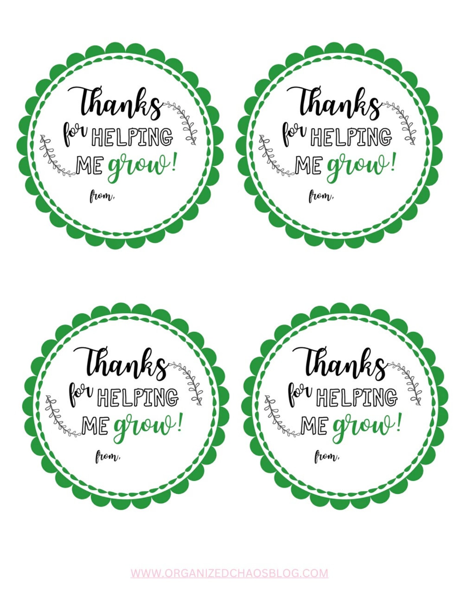 Teacher Appreciation Gift Tags: Printable Thank You Notes (digital ...