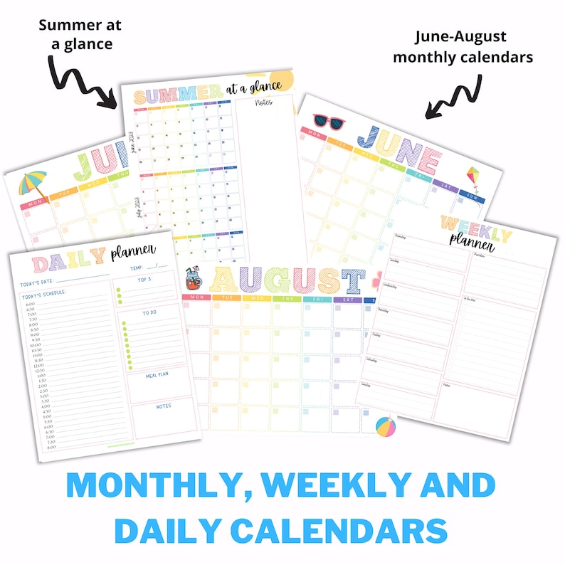 SUMMER 2025 Planner/ Summer Activities Bundle | Summer Calendar ...