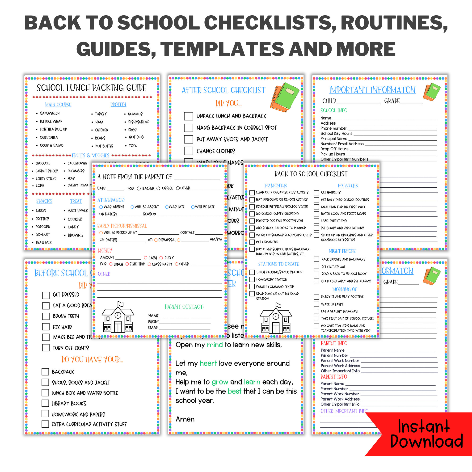 Back to School Bundle | Back to School | Back to School Printables ...