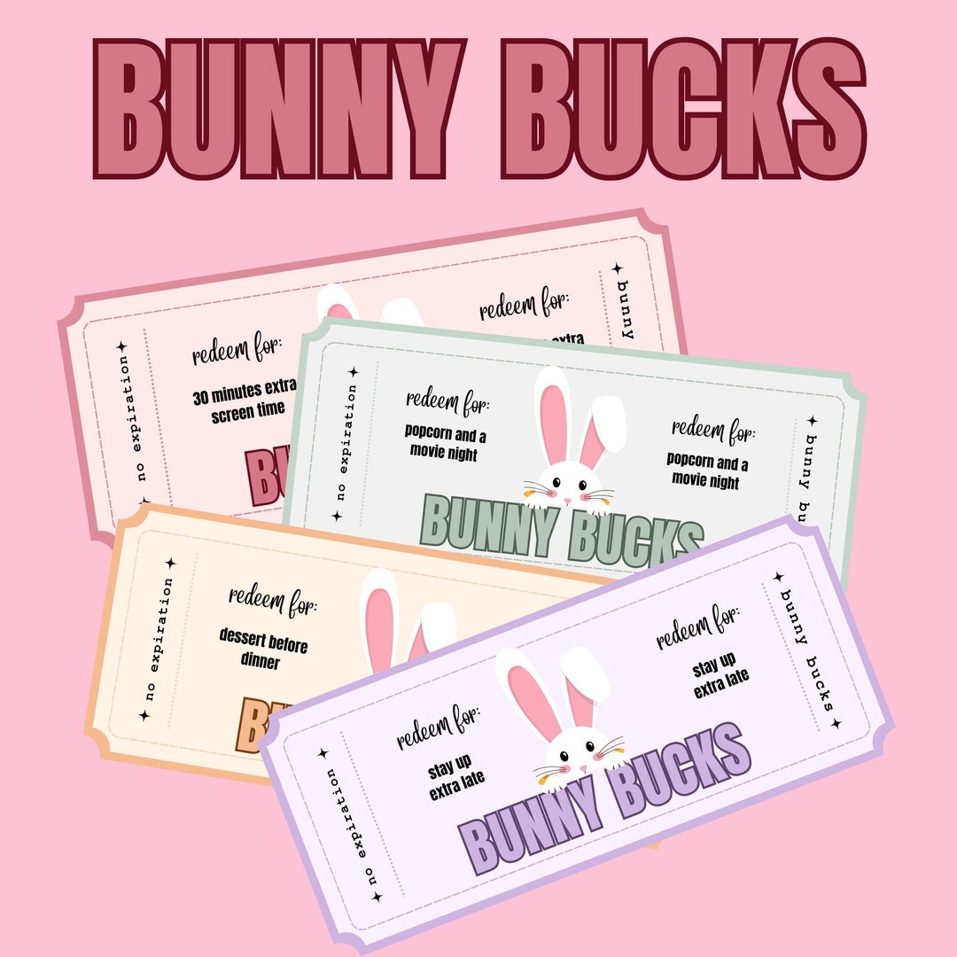 Bunny Bucks | Easter Bunny Coupons | Easter Basket Ideas for Kids ...