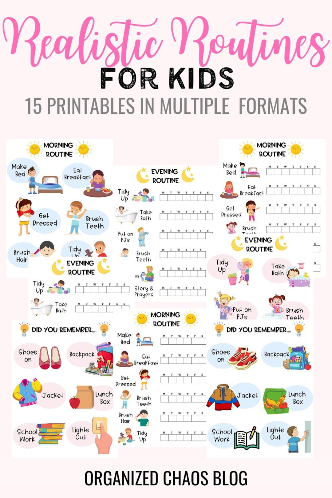 Routine Charts for Kids, Routine Checklist for Kids, Routine Chart ...