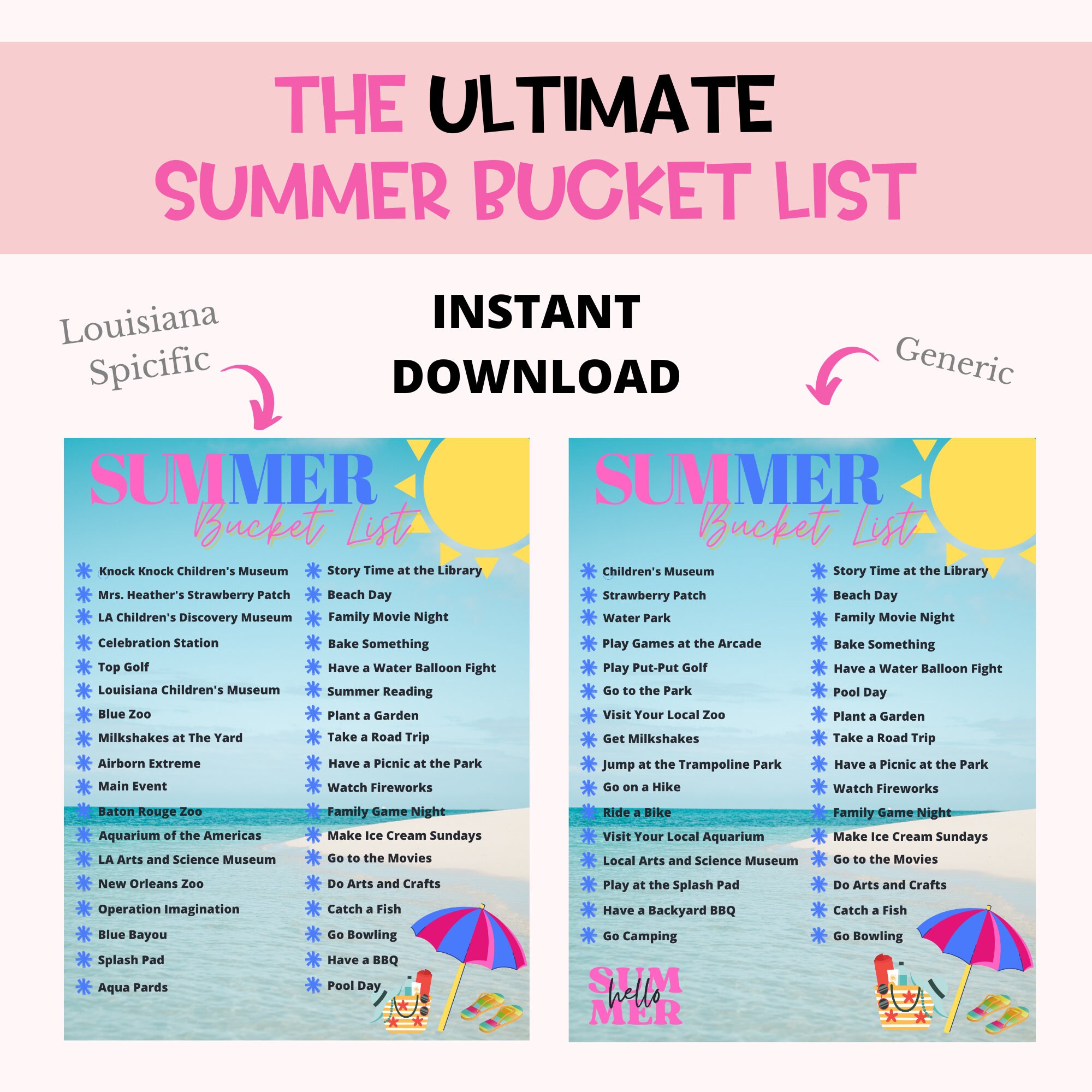 Summer Bucket List for Kids, Summer Bucket List, Printable, Family ...
