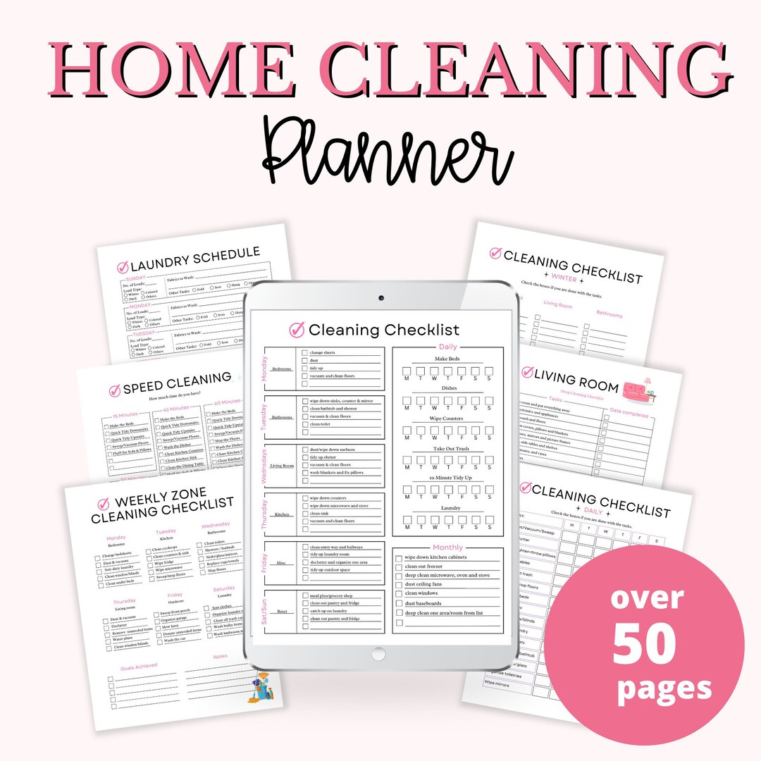 Home Cleaning Planner | Cleaning Schedule | Cleaning Checklist Bundle ...