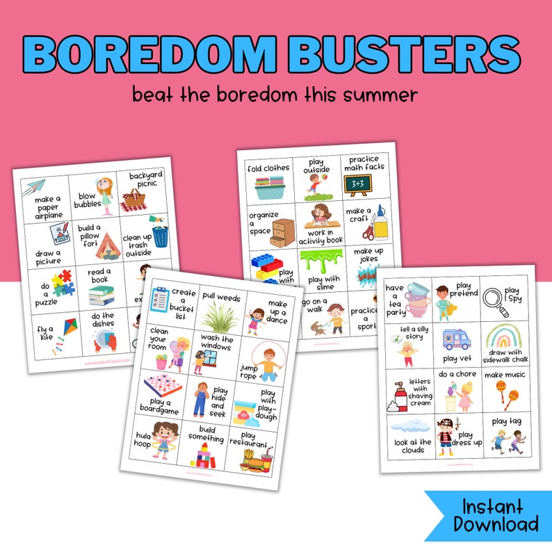 Boredom Busters for Kids | Summer Boredom Buster Cards | Boredom Buster ...