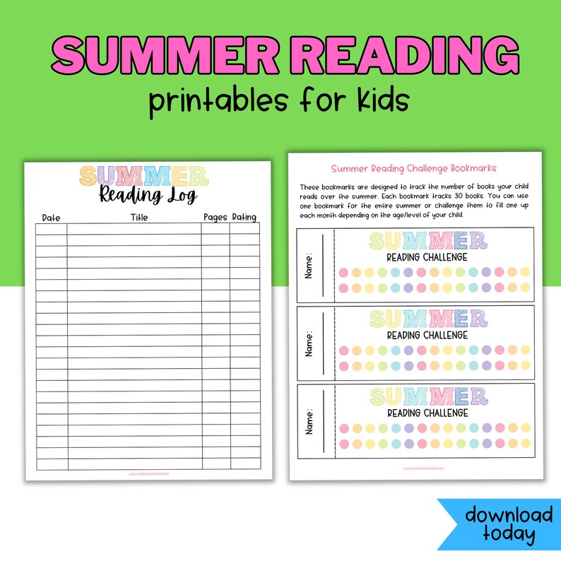 Summer Reading Challenge Printables for Kids | Printable Reading Pages ...