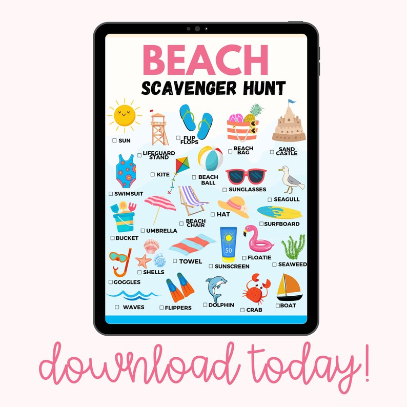 Beach Scavenger Hunt: Fun Seaside Activity for Kids (PDF Download) - Etsy