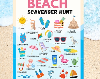 Beach Day Scavenger Hunt for Kids - Etsy