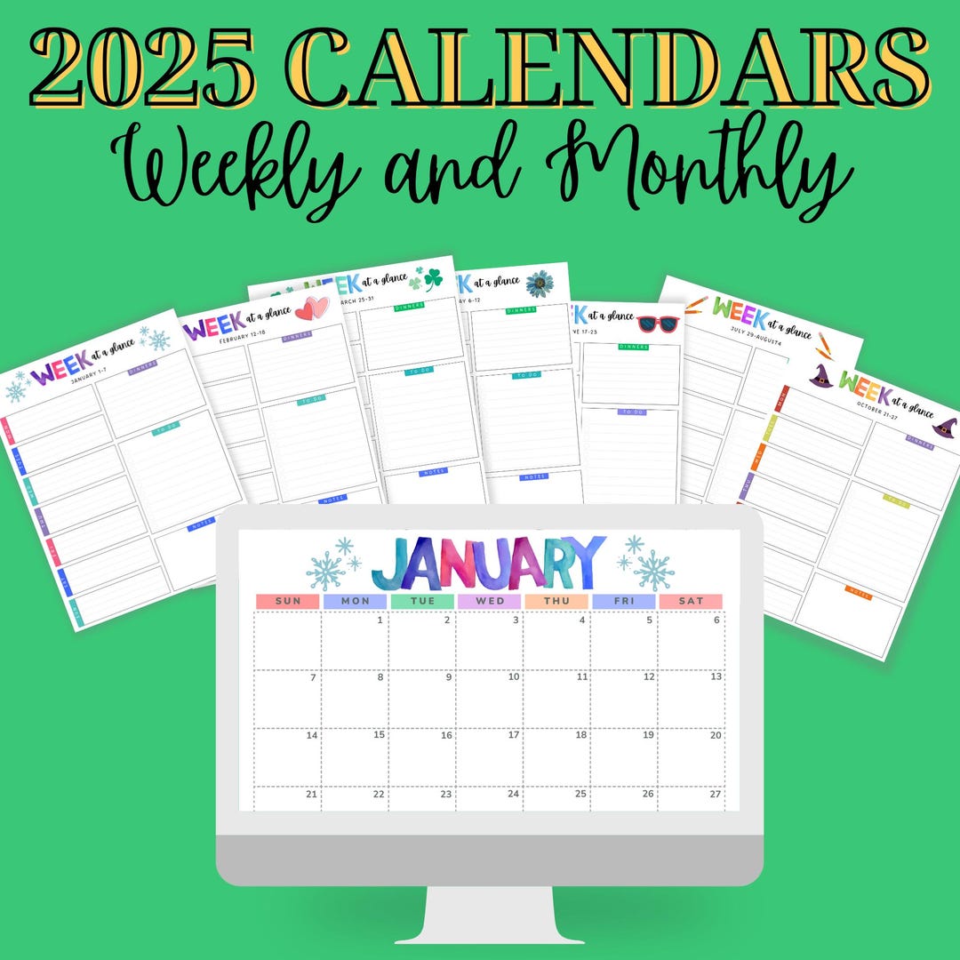 2025 Printable Calendar Bundle | 2025 Calendars | 2025 Monthly and ...