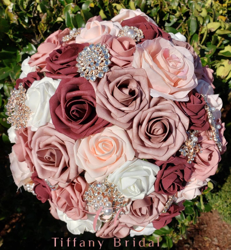 Dusty Rose Wedding Bouquet-brooch Bouquet-bridal | Etsy