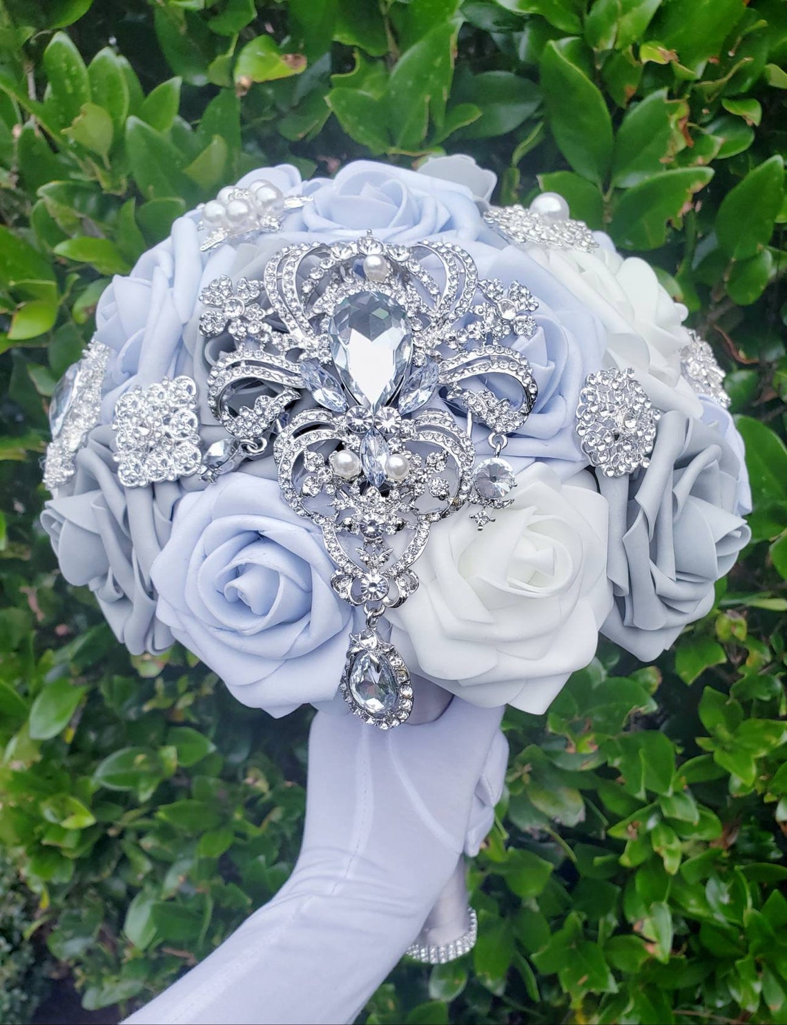Light Blue Brooch Wedding Bouquet, Keepsake Bridal Flowers - Etsy