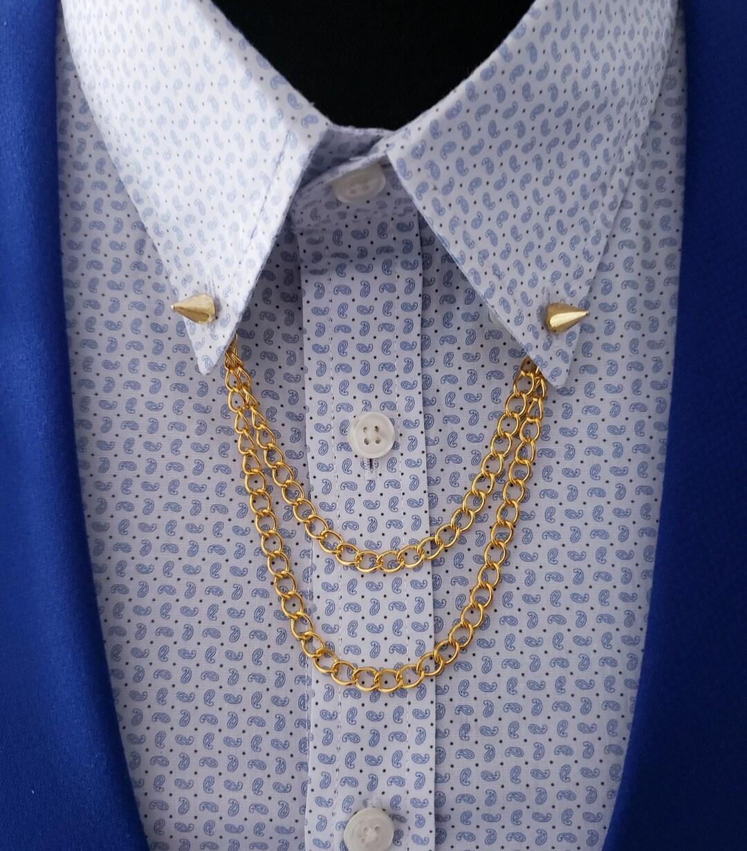 Gold Spike Collar Chain Pins | Punk - Etsy