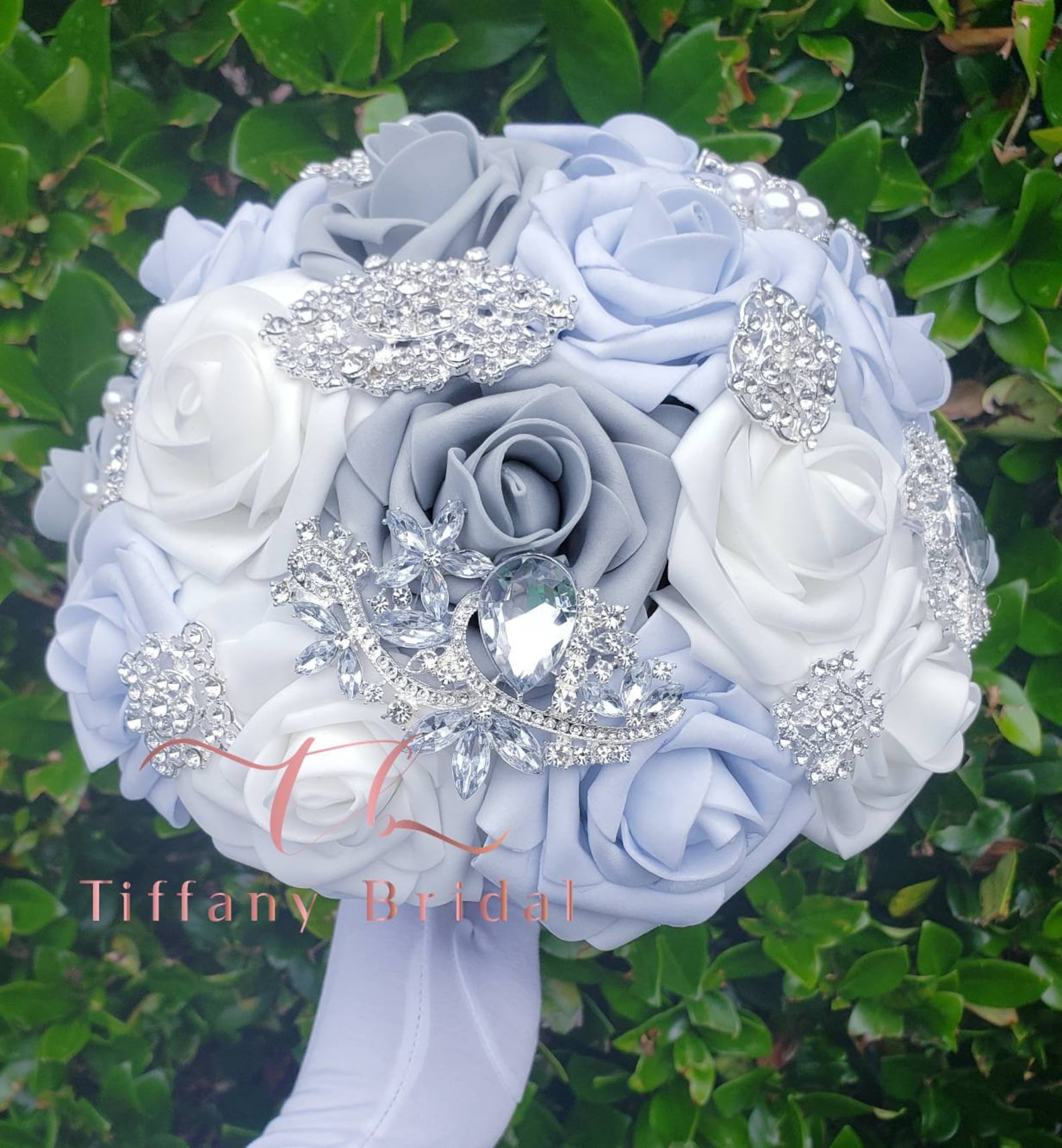 Light Blue Brooch Wedding Bouquet, Keepsake Bridal Flowers - Etsy