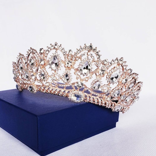 Crystal Gold Tiara Crown 4649G - Etsy