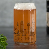 Cleveland Skyline - Sandblasted Pint Glass - Wine Glass - Pilsner Glass ...