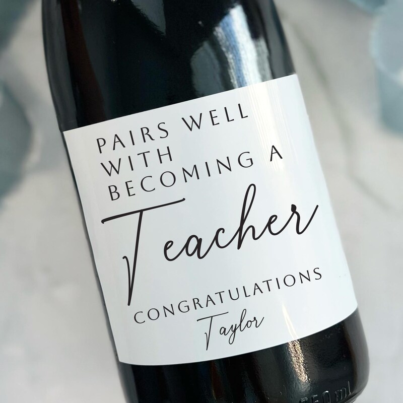 Teacher Wine Label - Etsy