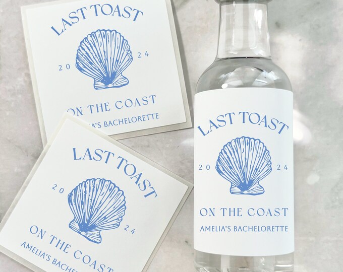 Last Toast on the Coast Bachelorette Shot Bottle Label, Coastal Cowgirl ...