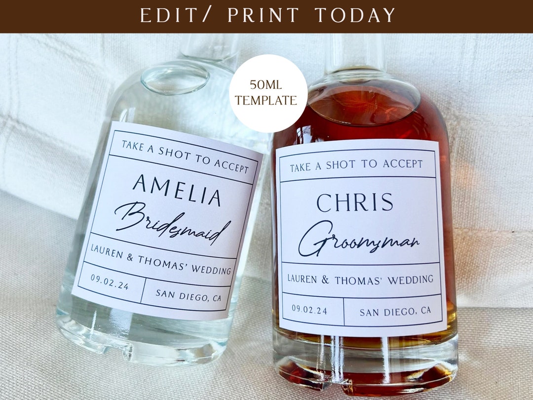 Customizable Whiskey Label, 50ml Groomsmen Liquor Label, Best Man Gift ...