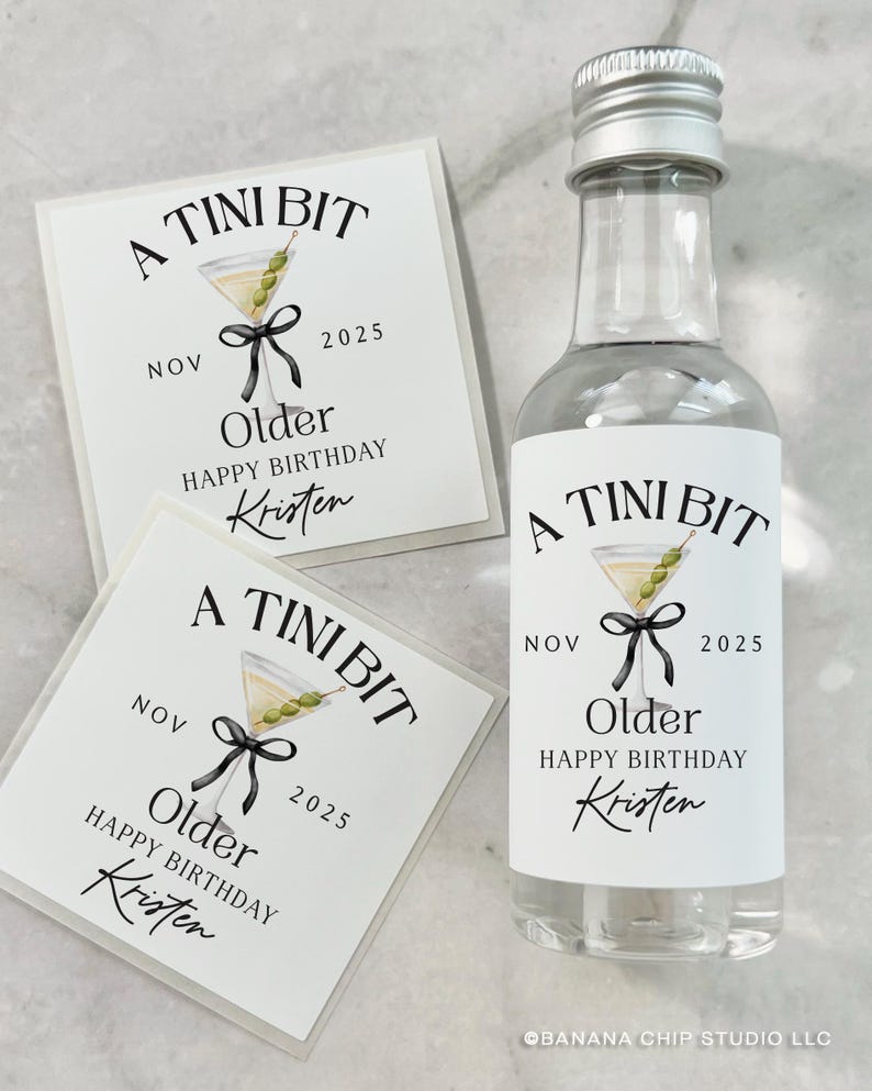 Martini Birthday Favor Labels: Mini Liquor Bottle Stickers - Etsy