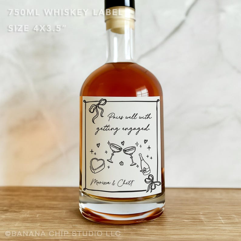 Custom Engagement Champagne Label: Newly Engaged Gift - Etsy